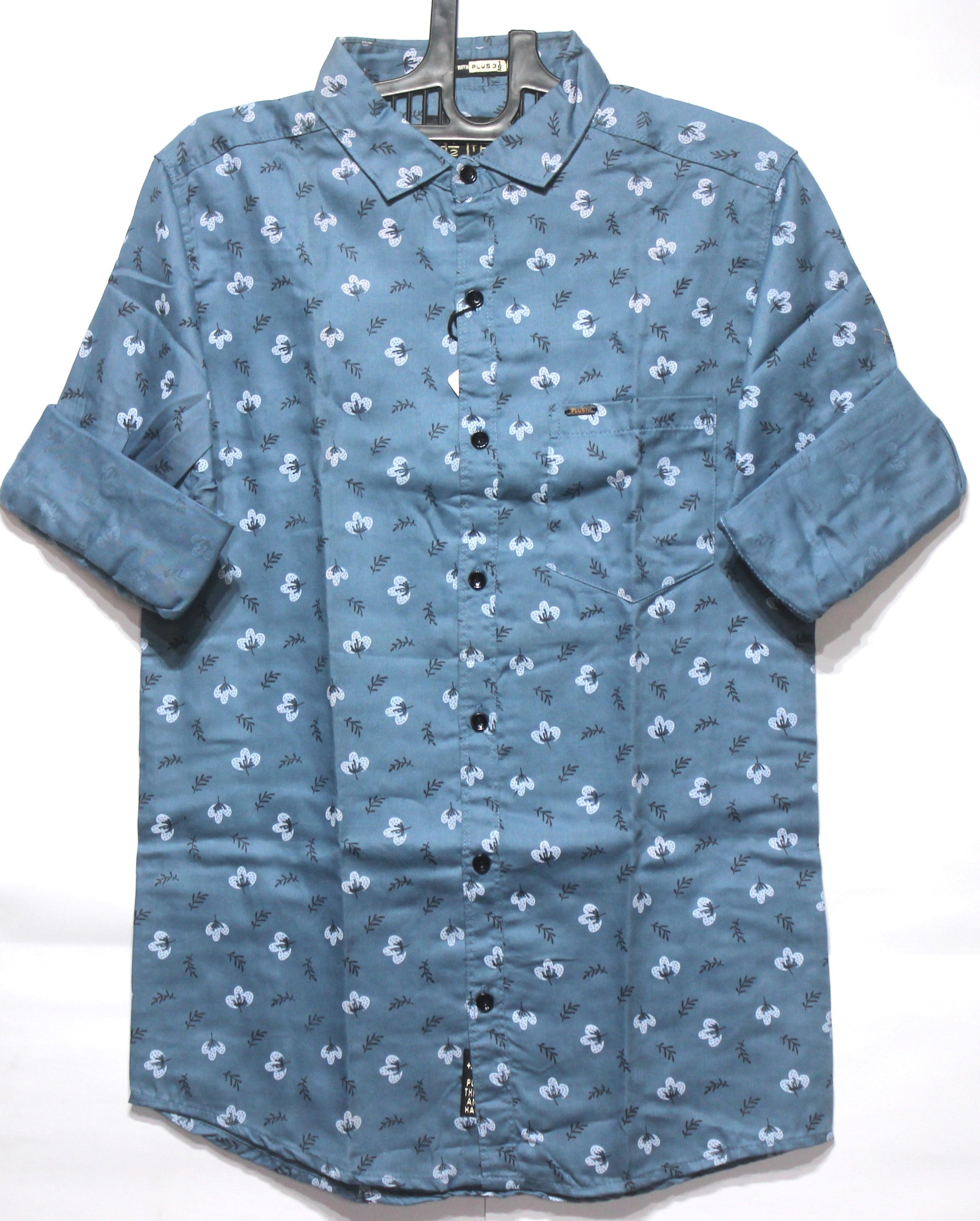 Olive Blue Floral Pattern Casual Shirt for Men SH-20 – Gravitees